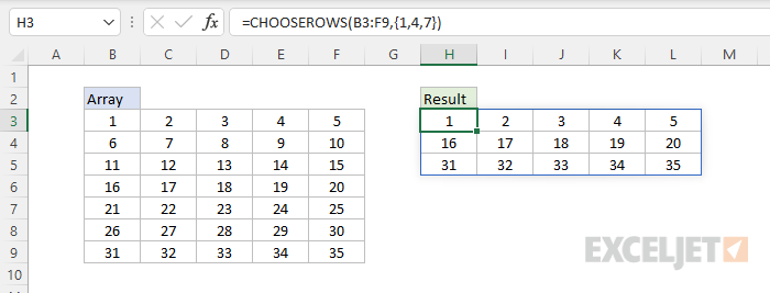 Excel CHOOSEROWS function | Exceljet